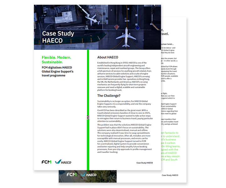 FCM digitalises HAECO Global Engine Support’s travel programme